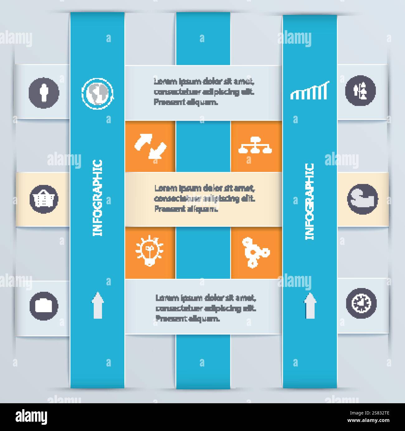 Infographic template with tabs. Business origami style with a icons ...