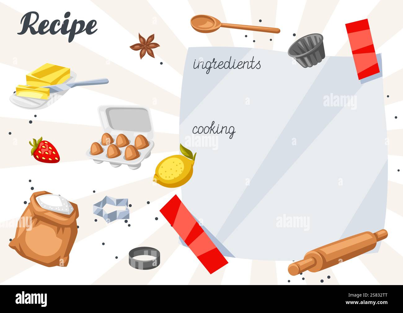 Background with bakery utensils. Cooking tools for home and recipe ...