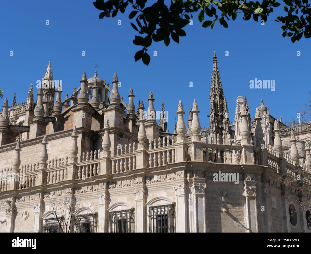 Gothic turrets on the roof of the Cathedral of Maria de la Sede in ...