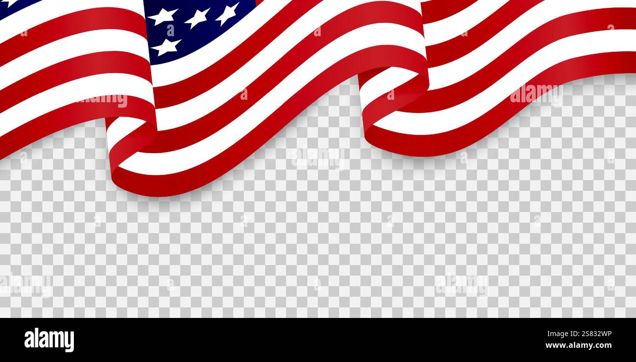 Waving american flag on transparent background. For patriotic design ...