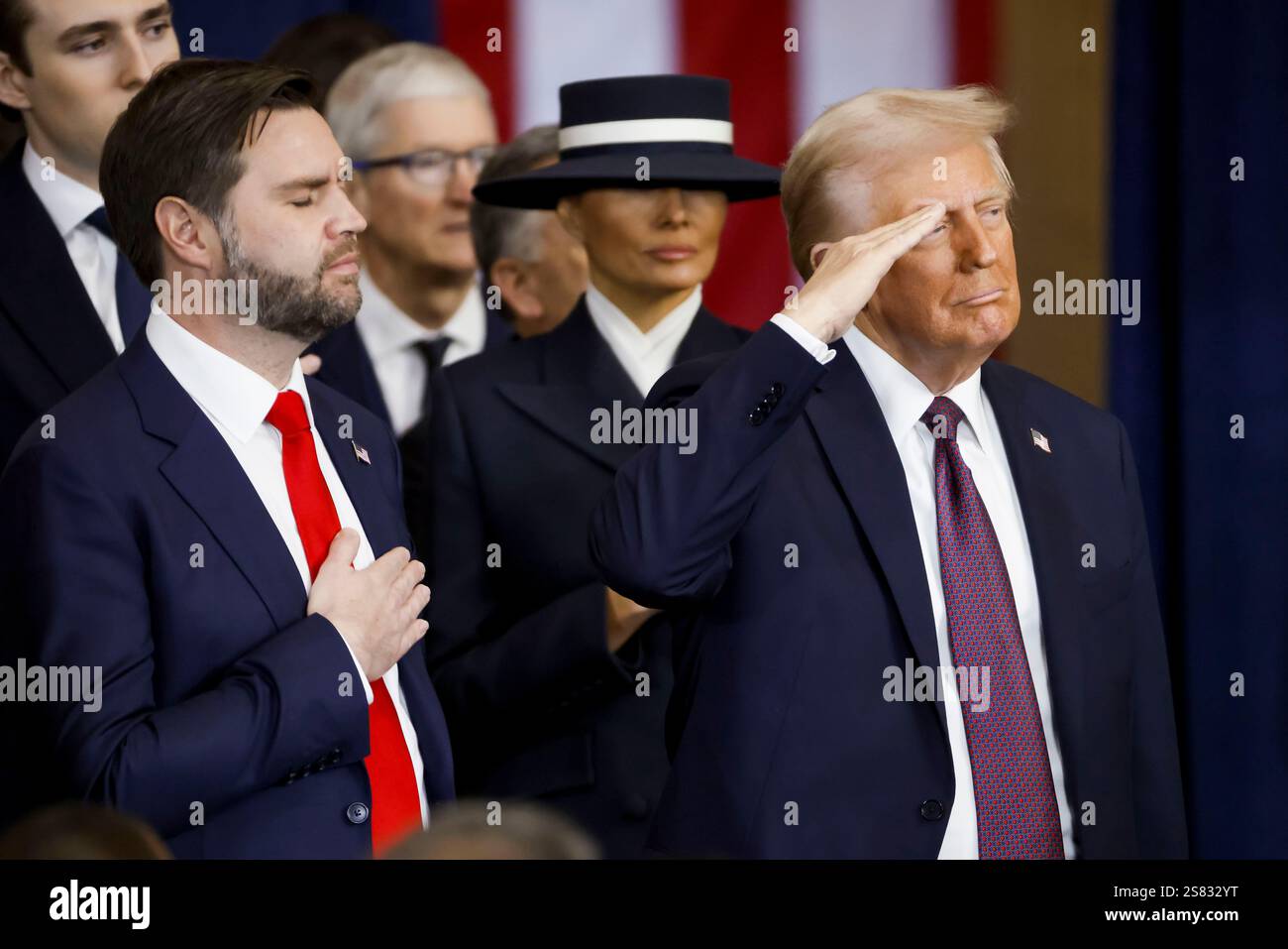 Washington, DC, USA. 20th Jan, 2025. US President Donald Trump (R) and ...