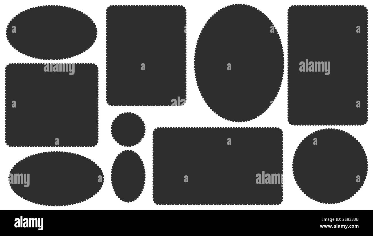 Scallop edged frame templates set. Oval and rectangle shapes. Geometry ...