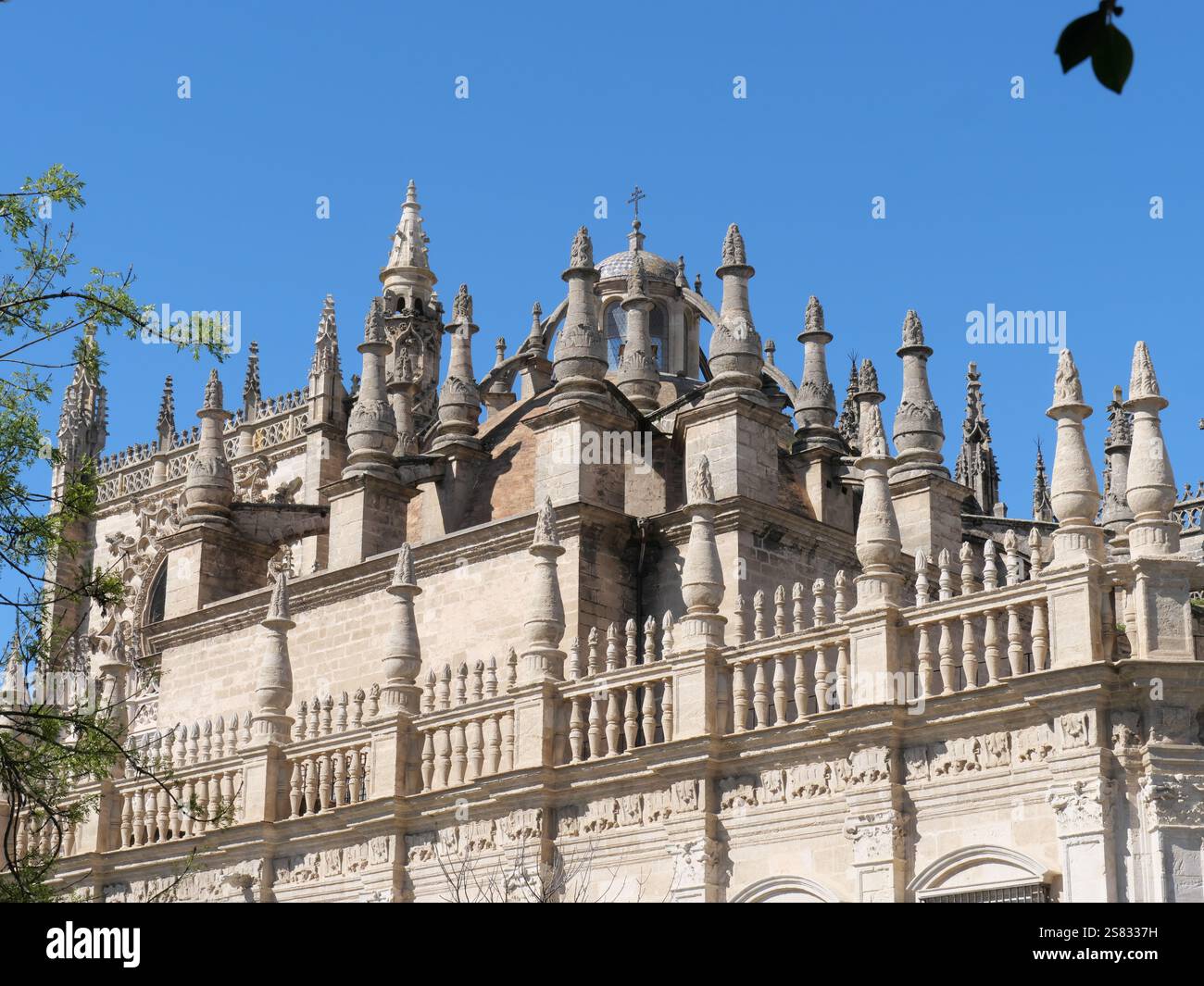Gothic turrets on the roof of the Cathedral of Maria de la Sede in ...