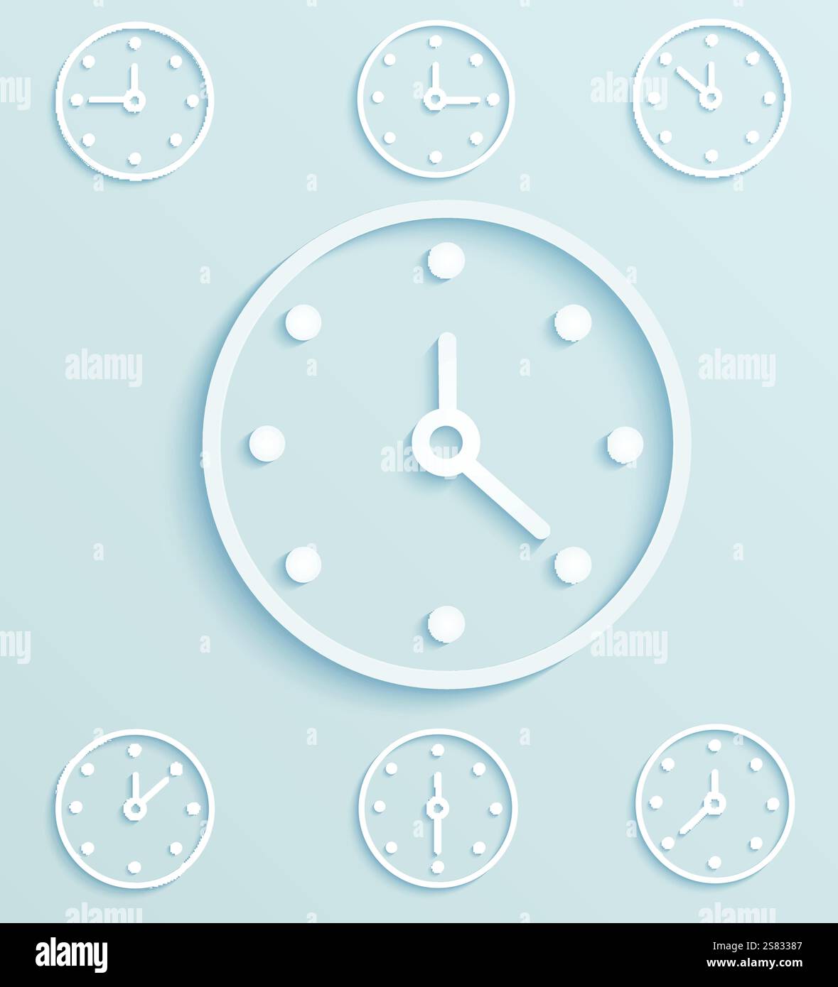 Paper clock. Set of mechanical clock on light background Stock Vector ...