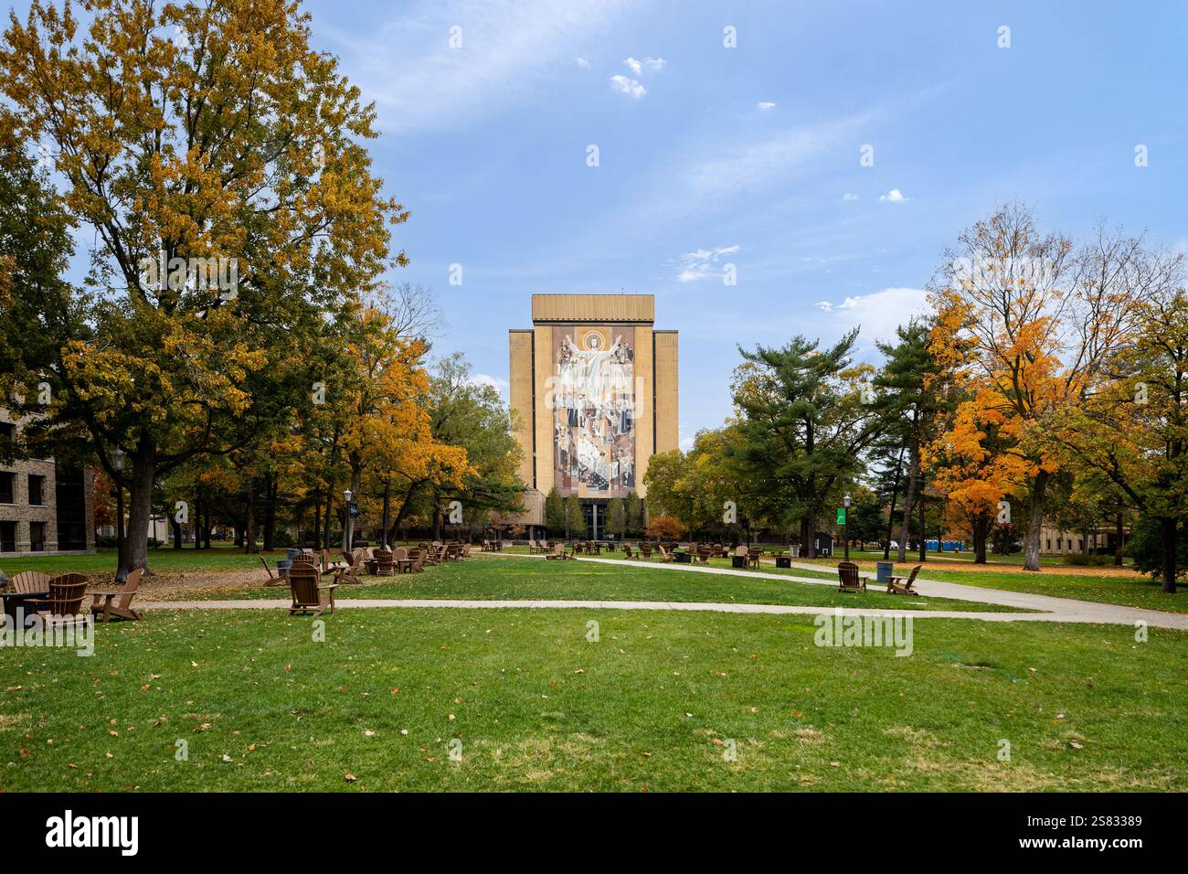 The Word of Life Mural, also known as Touchdown Jesus, is located on ...