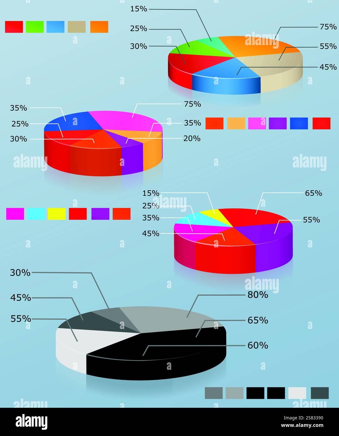 Pie charts. Set of of multi-colored pie chart. Business infographics ...