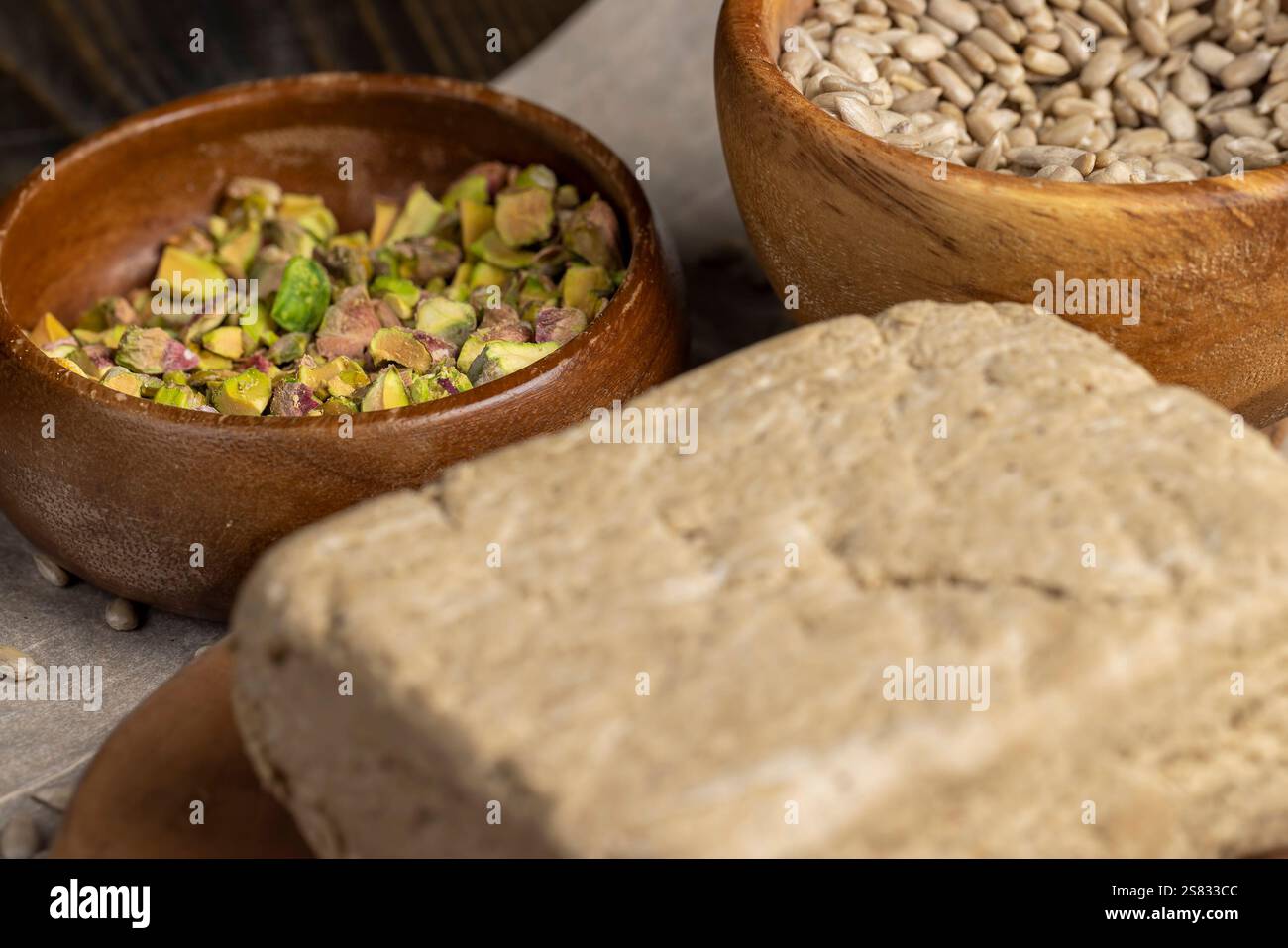 halva from sunflower seeds, closeup dessert made from sunflower seeds ...