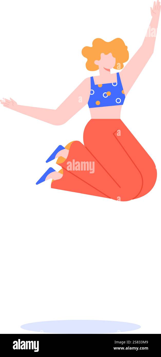 Jumping woman in white Stock Vector Images - Alamy