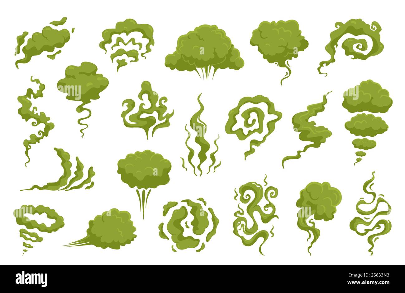 Toxic smoke. Bad smelling steams, chemical vapor, green acid gas ...