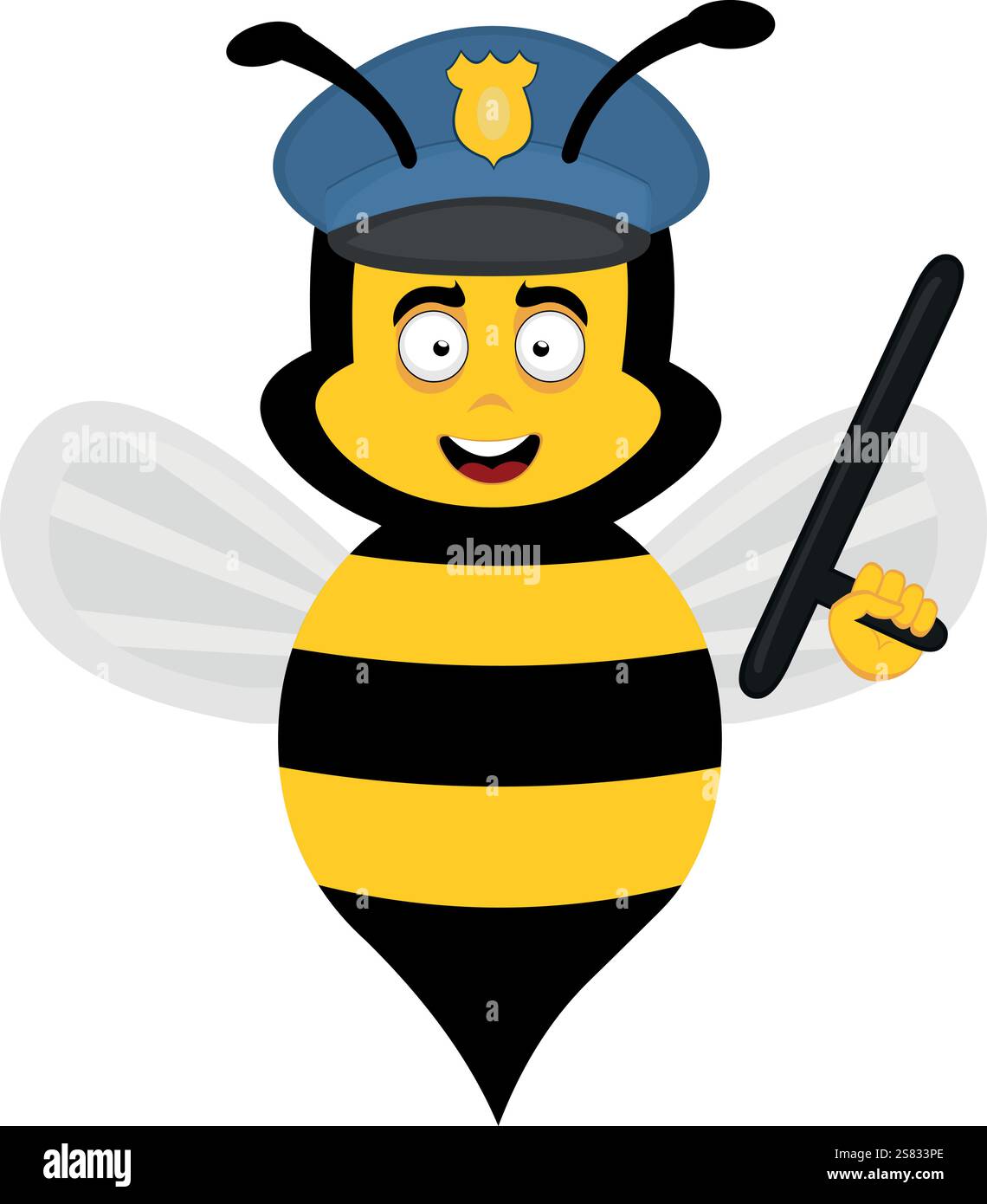 vector illustration character bee insect cartoon, with a police cap and ...