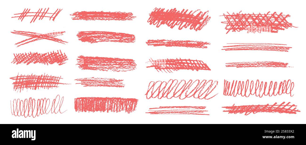 Crayon underline set. Pencil scribble lines pack. Vector hand drawn ...