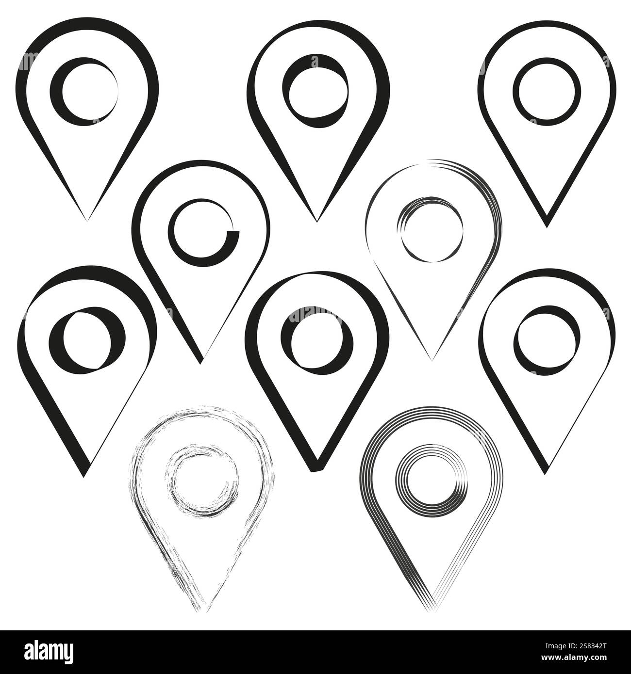 Location pin icon. Abstract navigation design. Black and white style ...