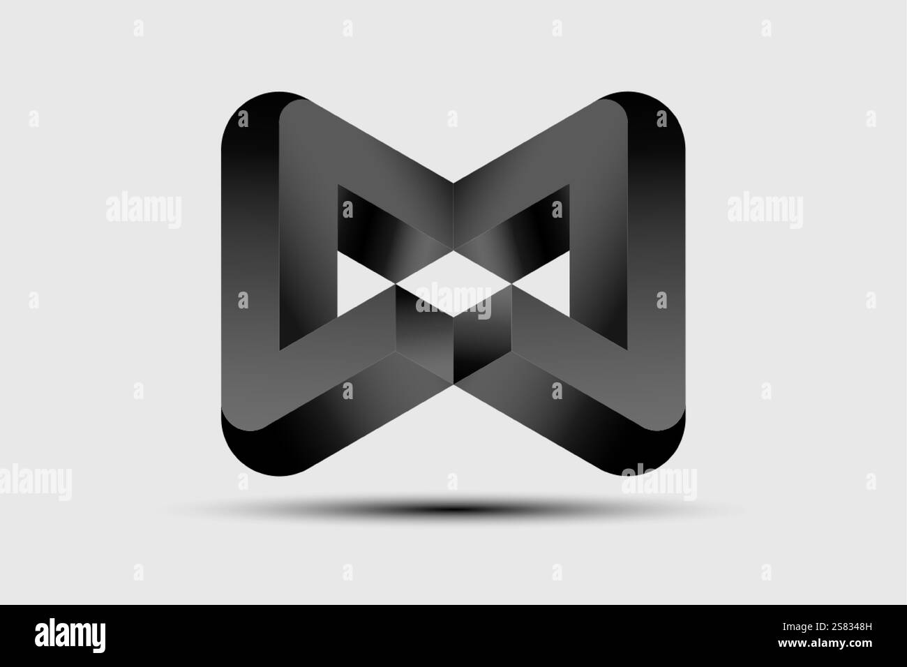 Black geometric logo design 3D element template. Modern twisted letter ...