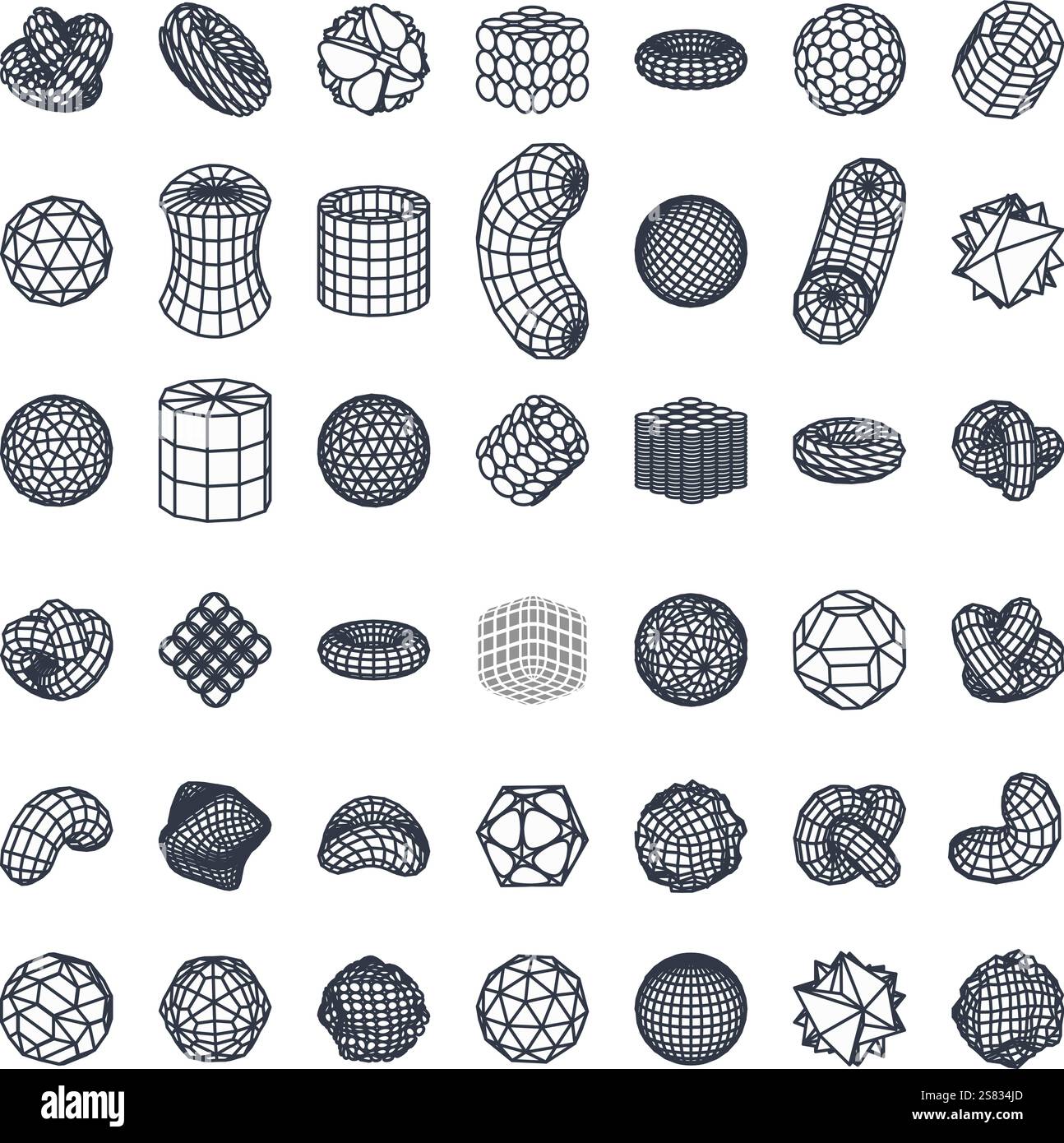 Collection of abstract geometric wireframe y2k shapes. Abstract ...