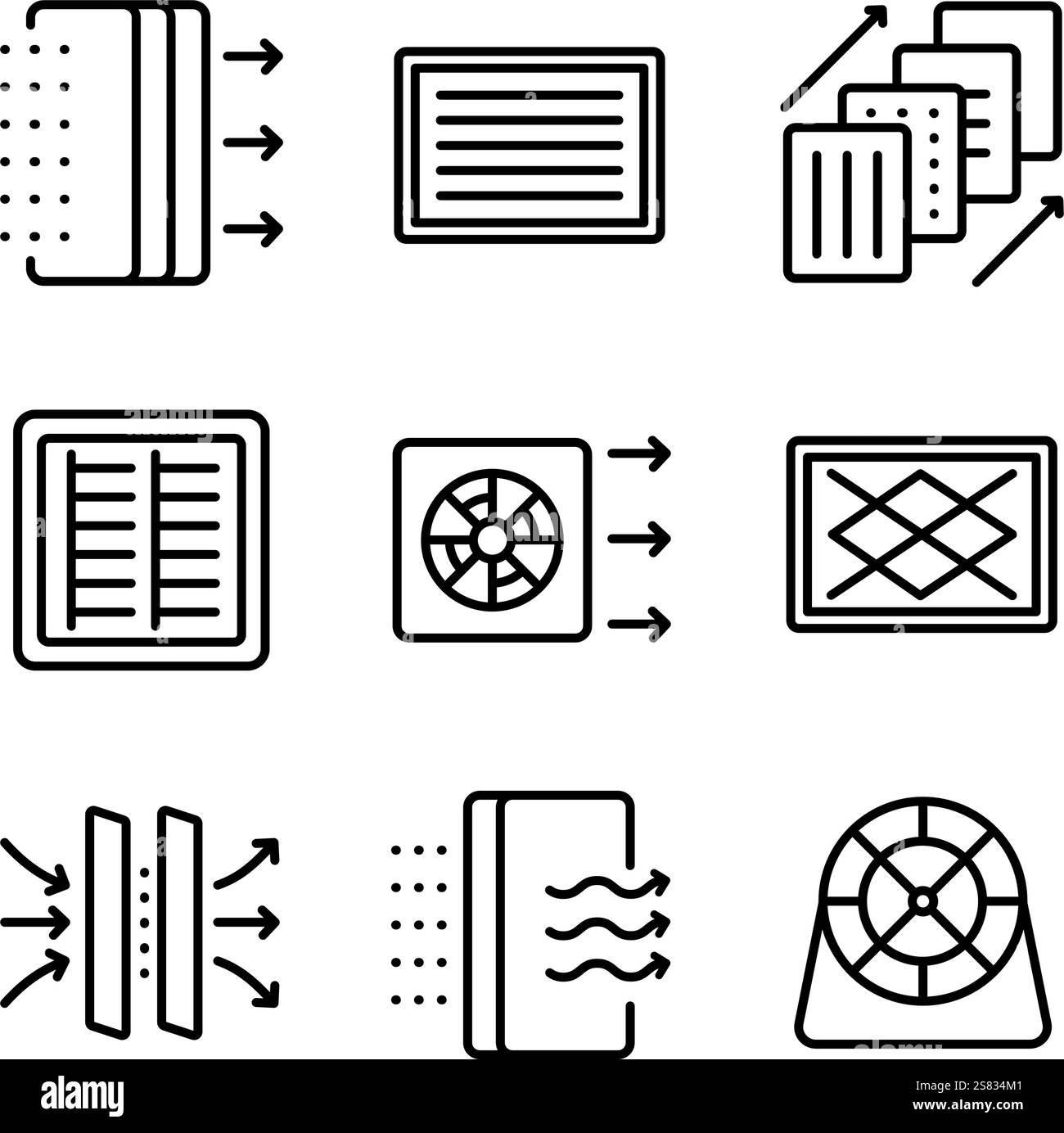 Air Filter And Airflow Collection Icons Set Vector. Air Filter ...