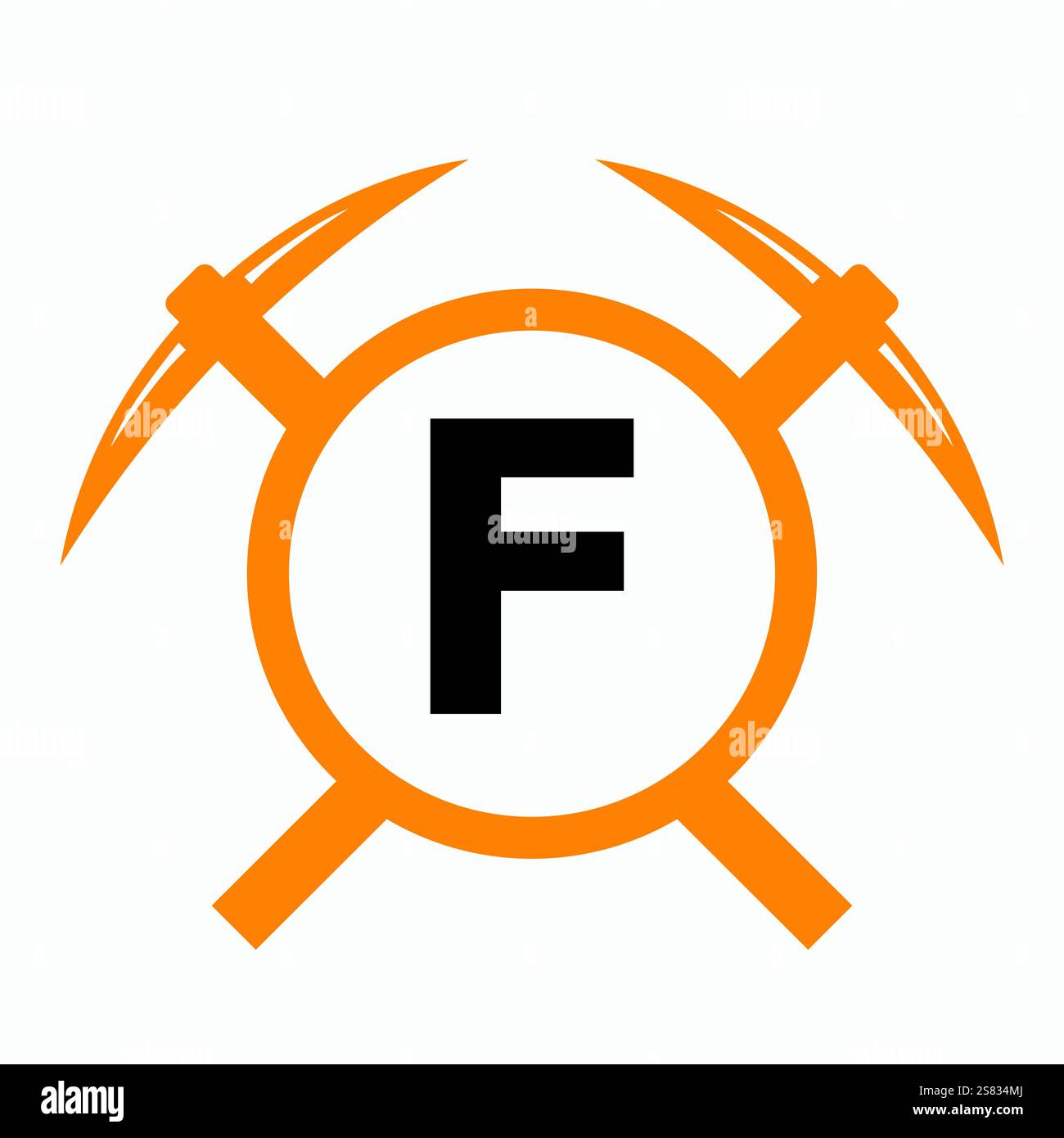 Initial Letter F Mining Logo Combine With Pickaxe Symbol Vector Template Stock Vector Image ...