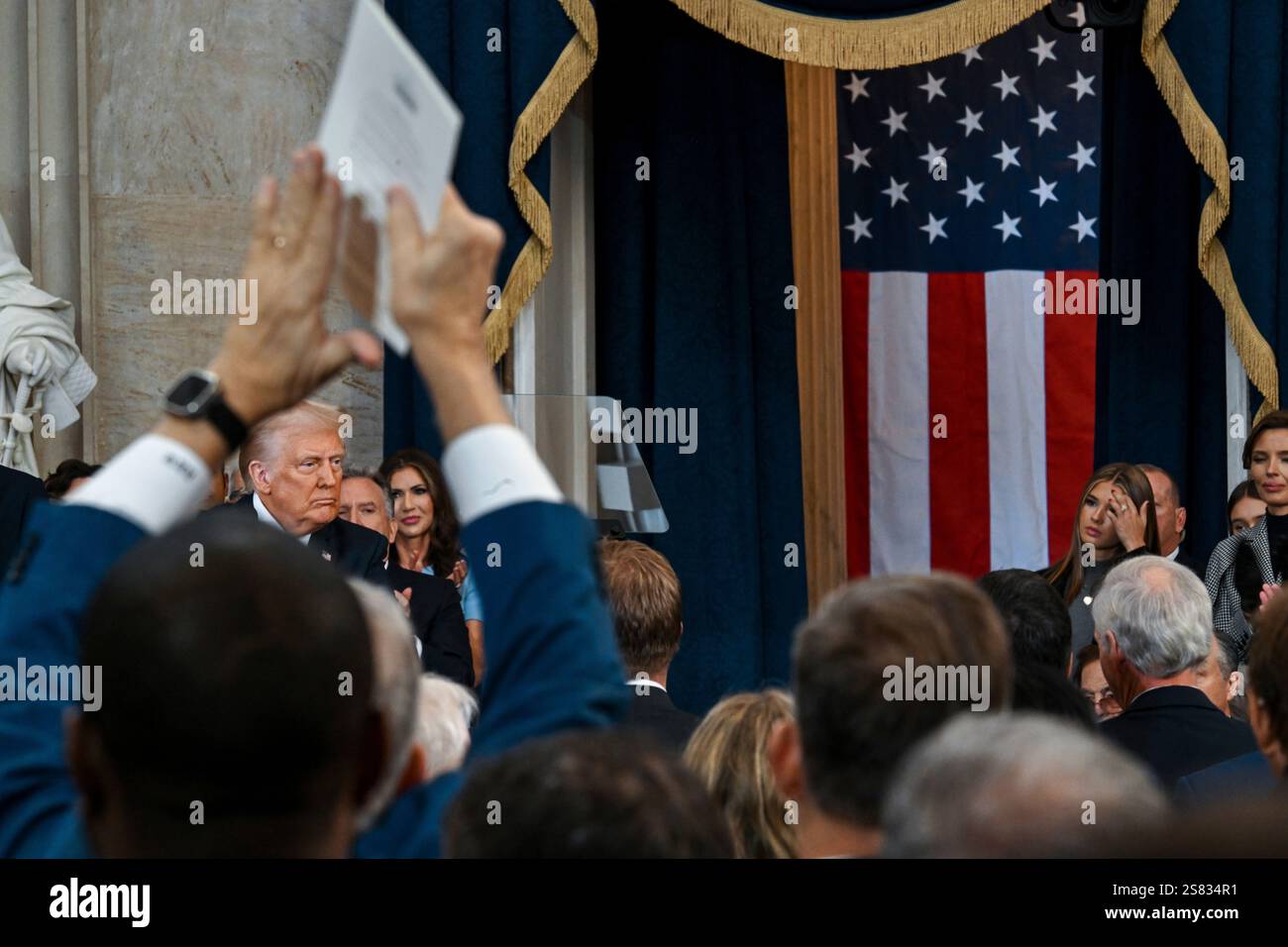 President Donald Trump speaks after being sworn in during the ...
