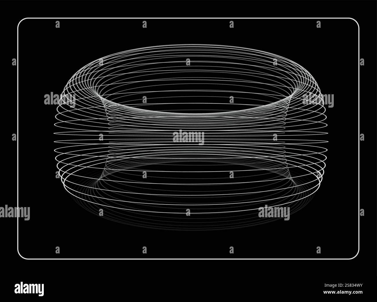 3D wormhole effect curved lines on a white background. Tunnel 3d vector ...