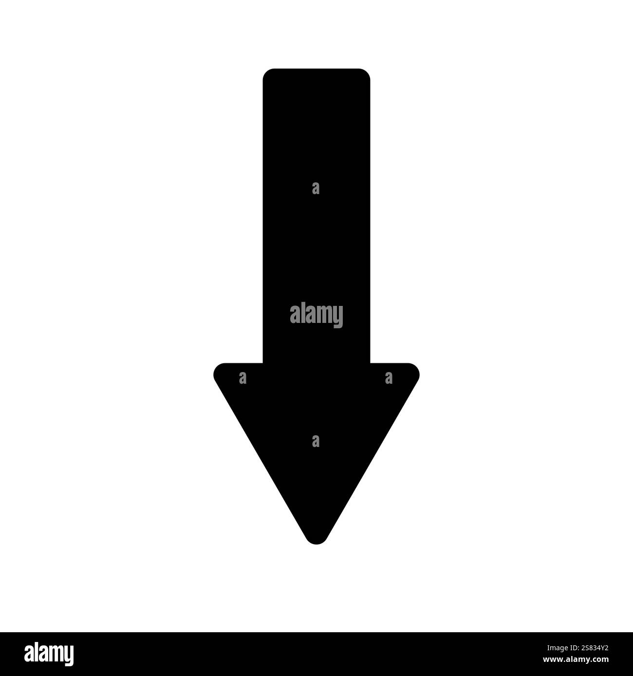 Vector flat down arrow silhouette isolated on white background Stock ...