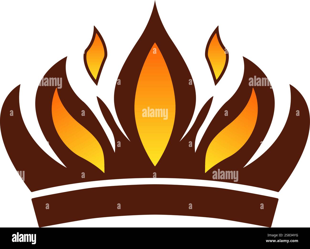 Fiery crown vector logo with flame-like shapes in orange and brown ...