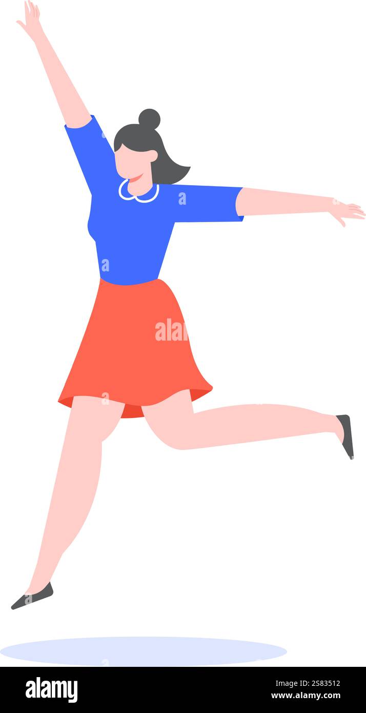 Happy businesswoman jumping with arms outstretched celebrating ...