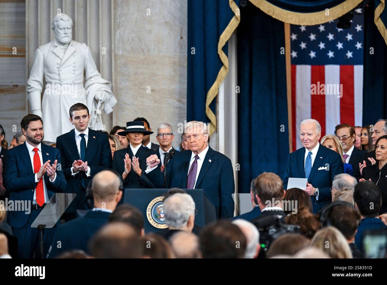President Donald Trump salutes the crowd after the inauguration of ...