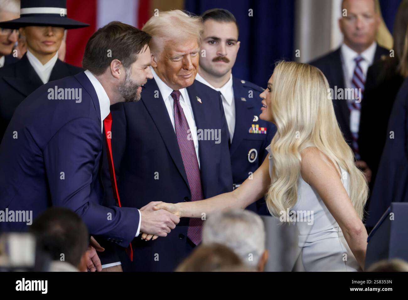 Country singerÂ Carrie Underwood (R) with US Vice President JD Vance (L ...