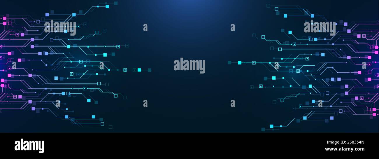 Artificial Intelligence or machine learning vector design. Quantum computer technology concept ...