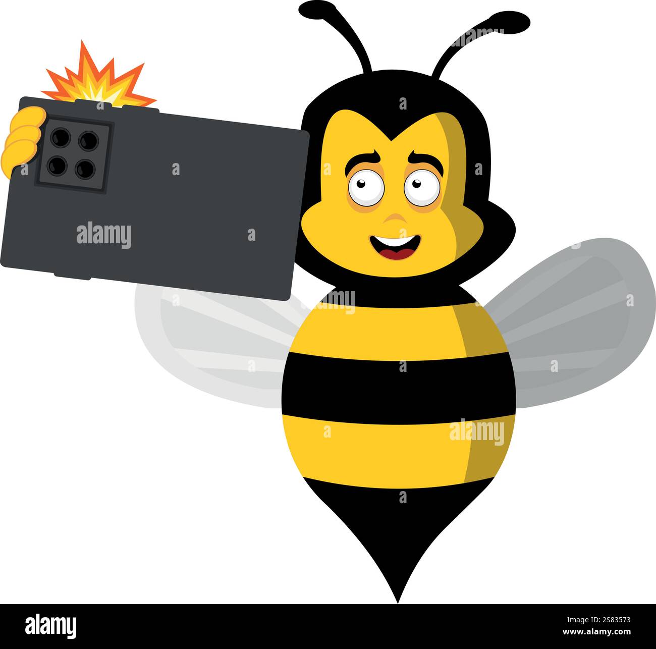 vector illustration character bee insect cartoon, doing a selfie photo ...