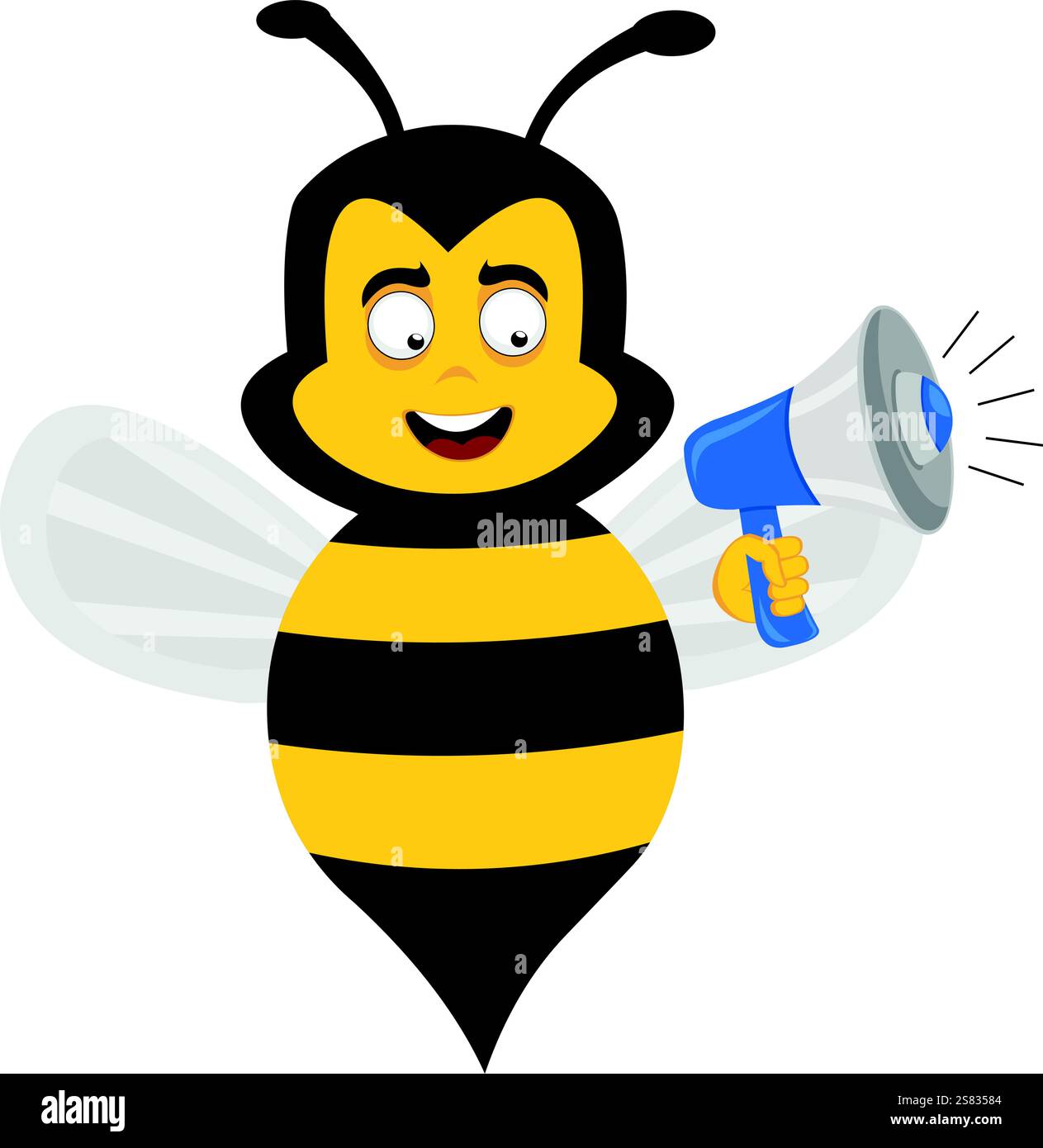 vector illustration character bee insect cartoon, talking with a ...