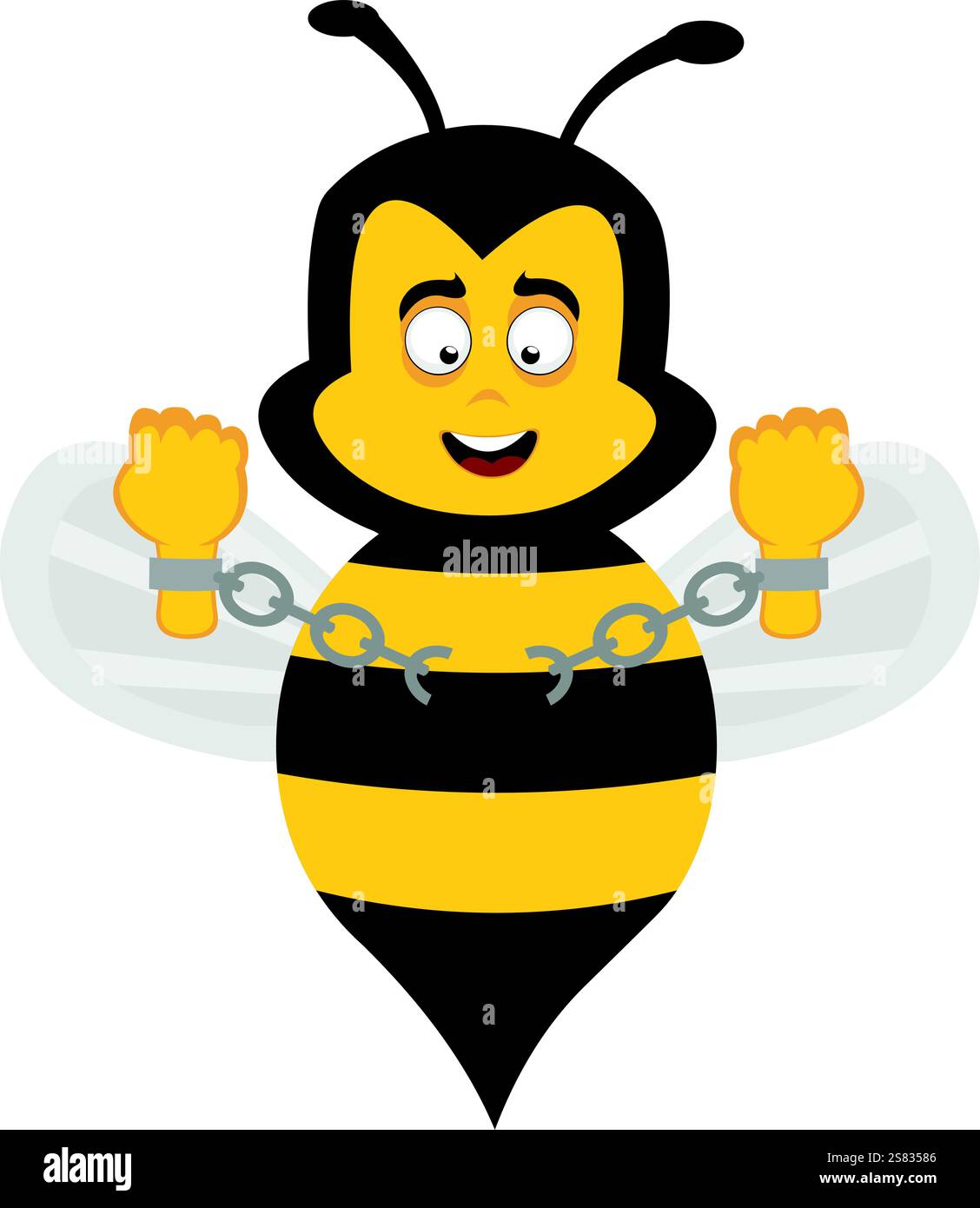 vector illustration character bee insect cartoon breaking chains in ...