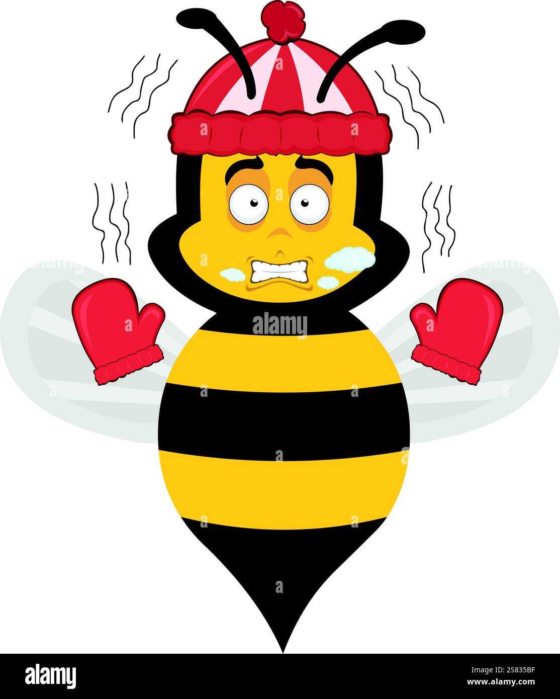 vector illustration character bee insect cartoon shivering cold ...