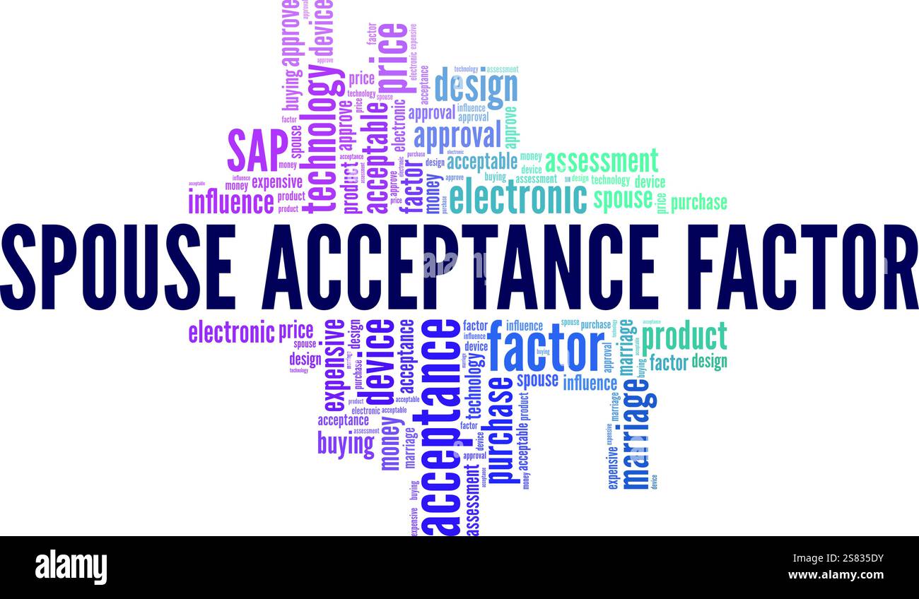 SAP - Spouse Acceptance Factor word cloud conceptual design isolated on ...