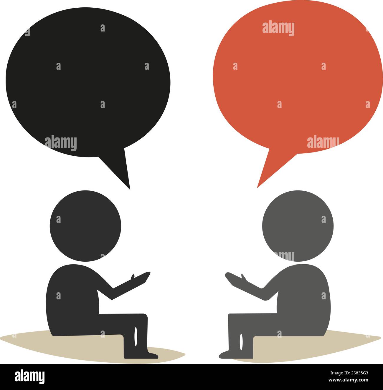 Minimalistic vector icon illustration of two people having conversation, symbolizing ...
