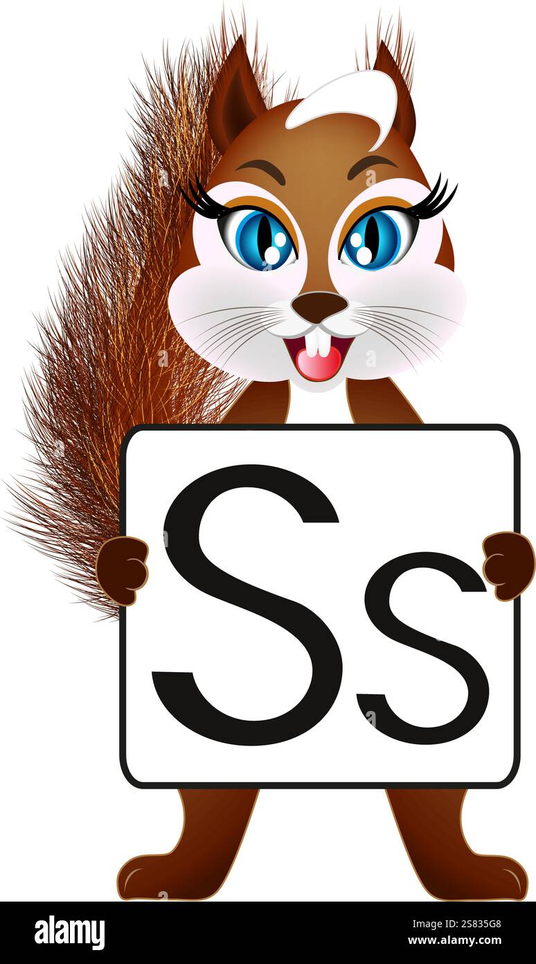 Educational games for children English. Squirrel with letters Ss Stock ...