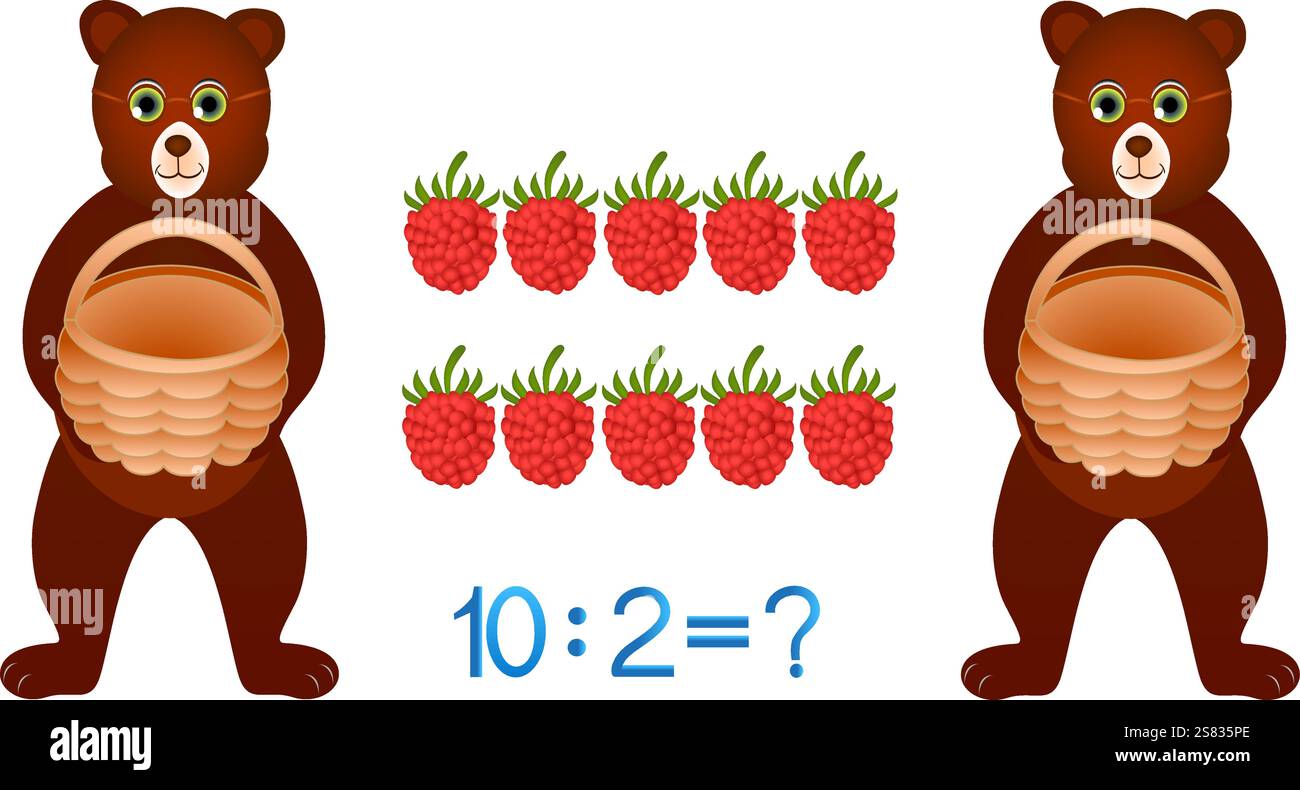 Educational games for children divide by two the number Stock Vector ...