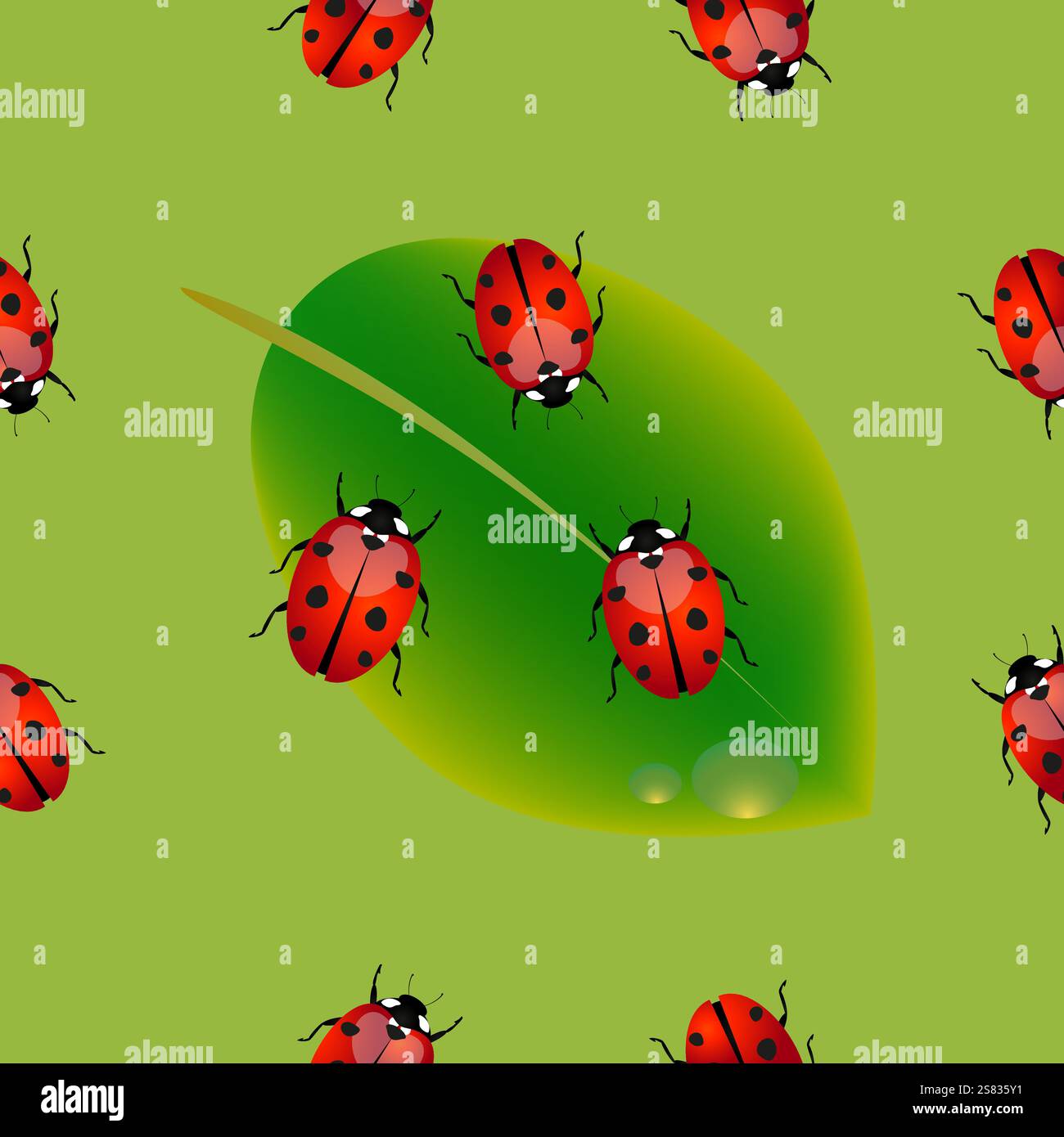 The pattern with ladybirds on a leaf Stock Vector Image & Art - Alamy