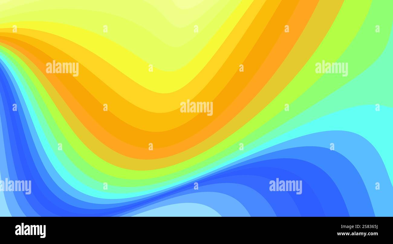 Abstract background with multicolor wavy stripes. Retro vector graphic ...