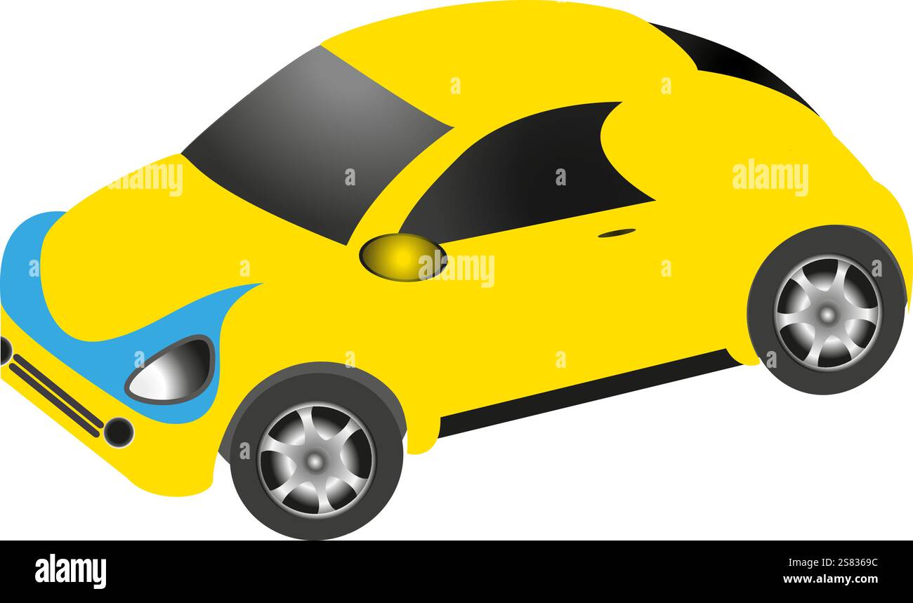 Cartoon car of yellow color on a white background Stock Vector Image ...
