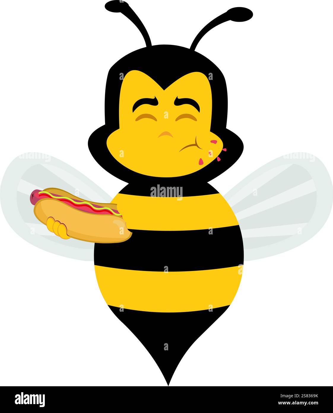 vector illustration character bee insect cartoon eating fast food from ...