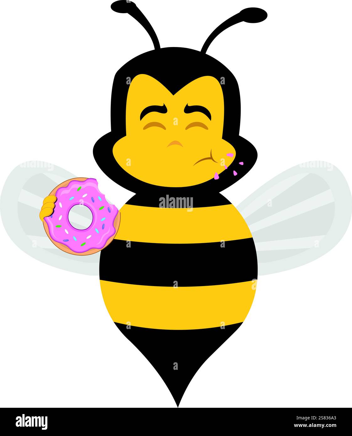 vector illustration character bee insect cartoon eating raspberry snack ...