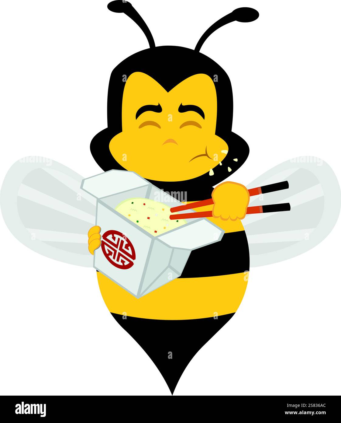 vector illustration character bee insect cartoon, eating chinese food ...