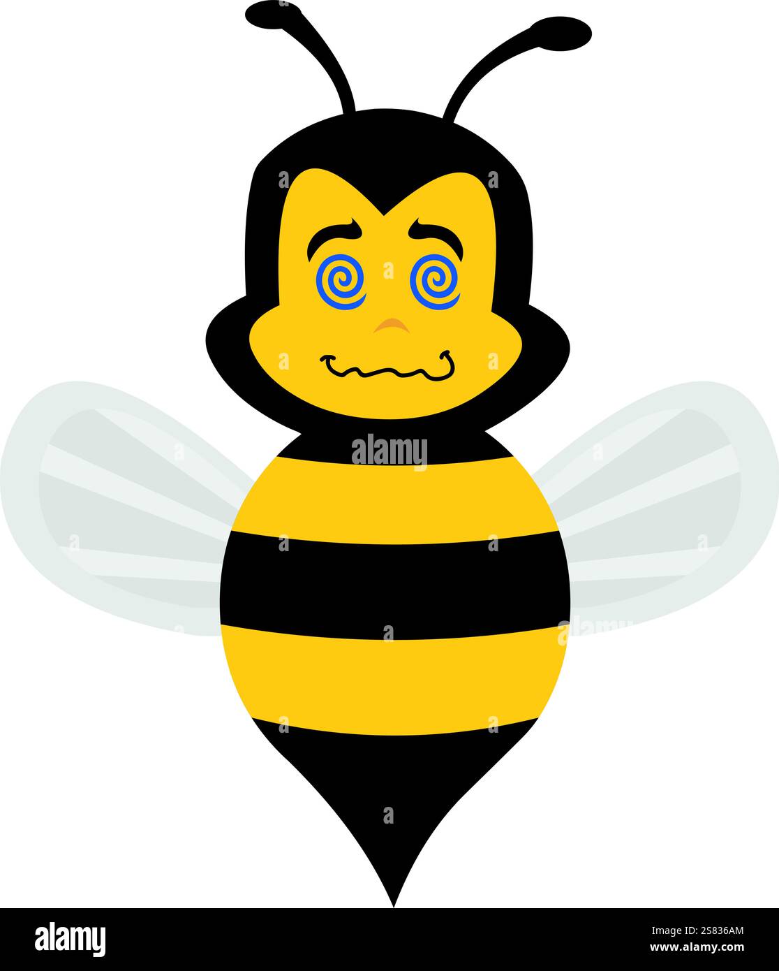 vector illustration character bee insect cartoon, hypnotized or drugged ...