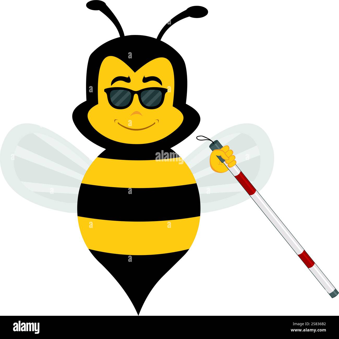 vector illustration character bee insect cartoon, blind man with a cane ...