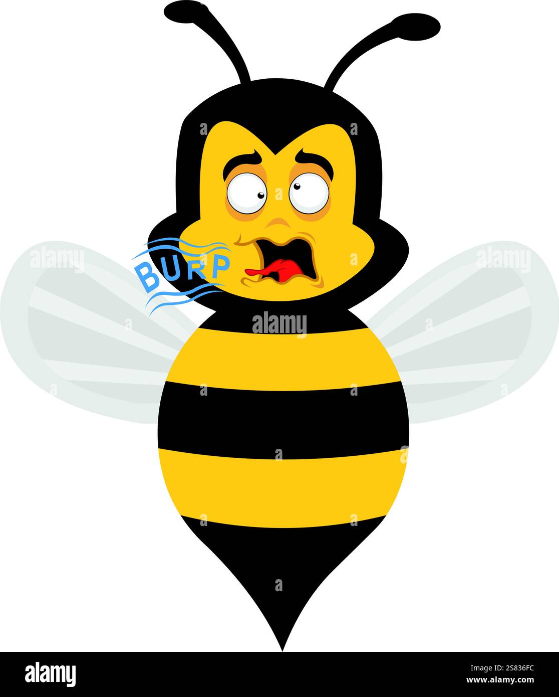vector illustration character bee insect cartoon, mouth burping with ...