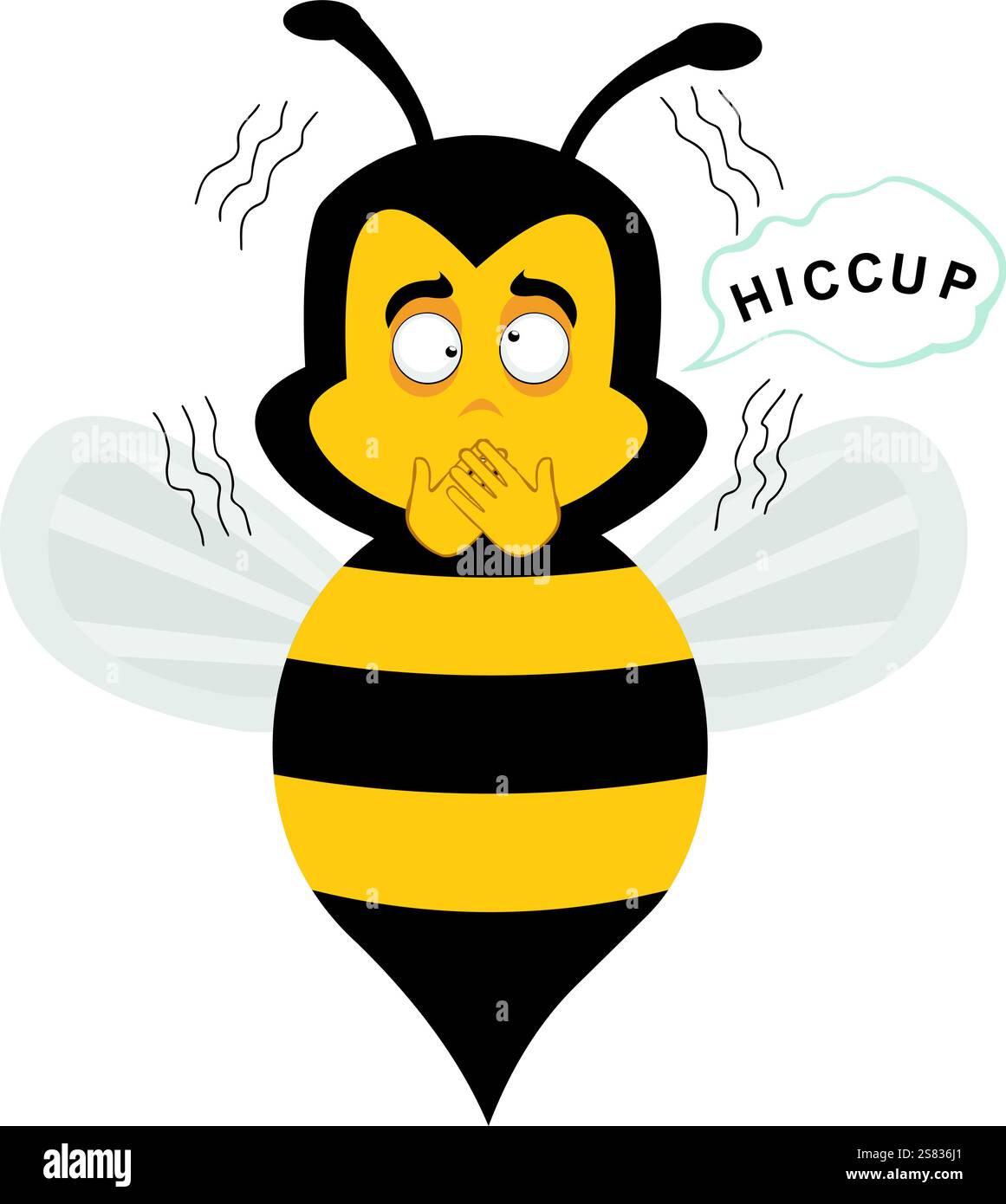 vector illustration character bee insect cartoon, having hiccups ...