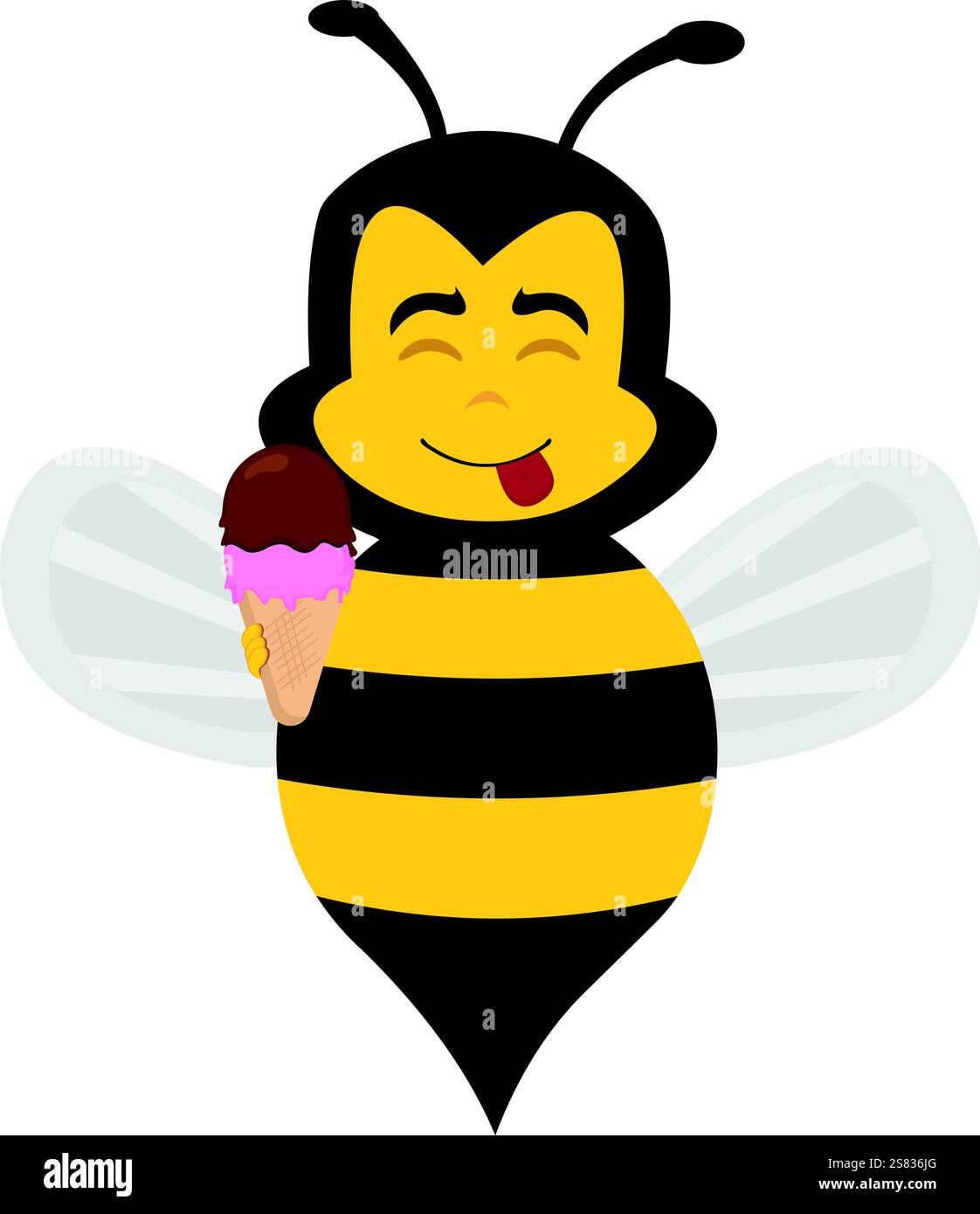 vector illustration character bee insect cartoon, with an ice cream ...