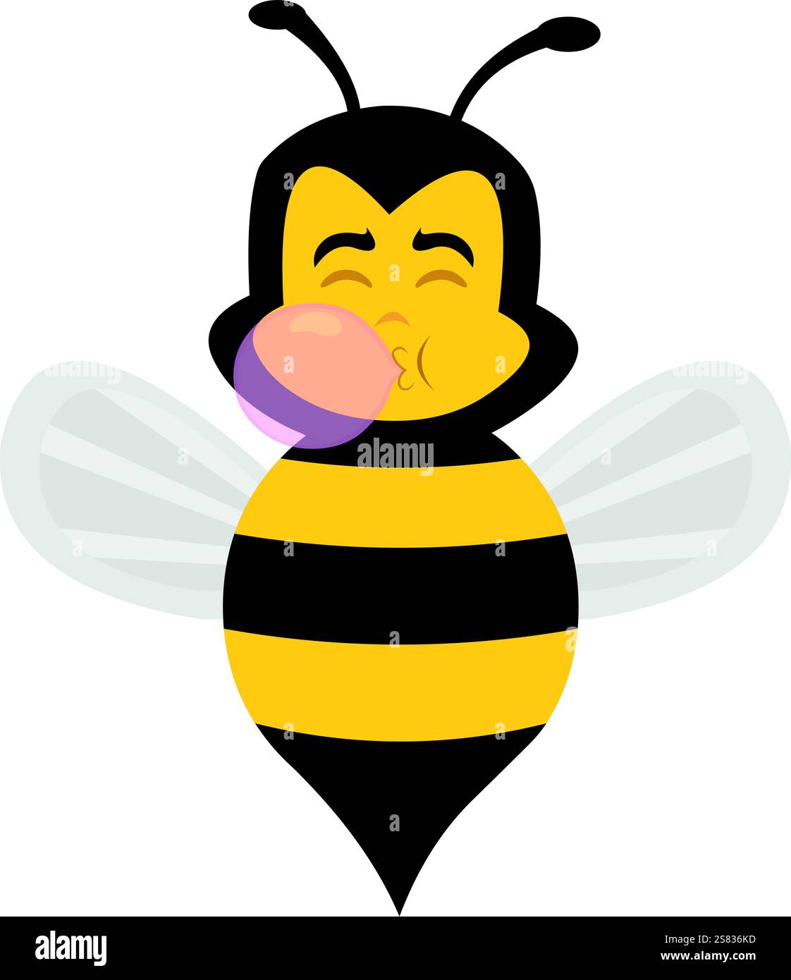 vector illustration character bee insect cartoon, chewing and making ...