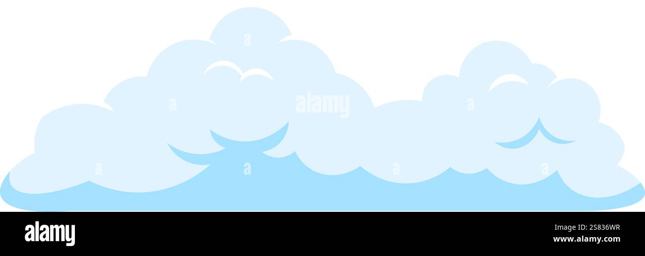 Cartoon style illustration featuring light blue cumulus clouds gently ...