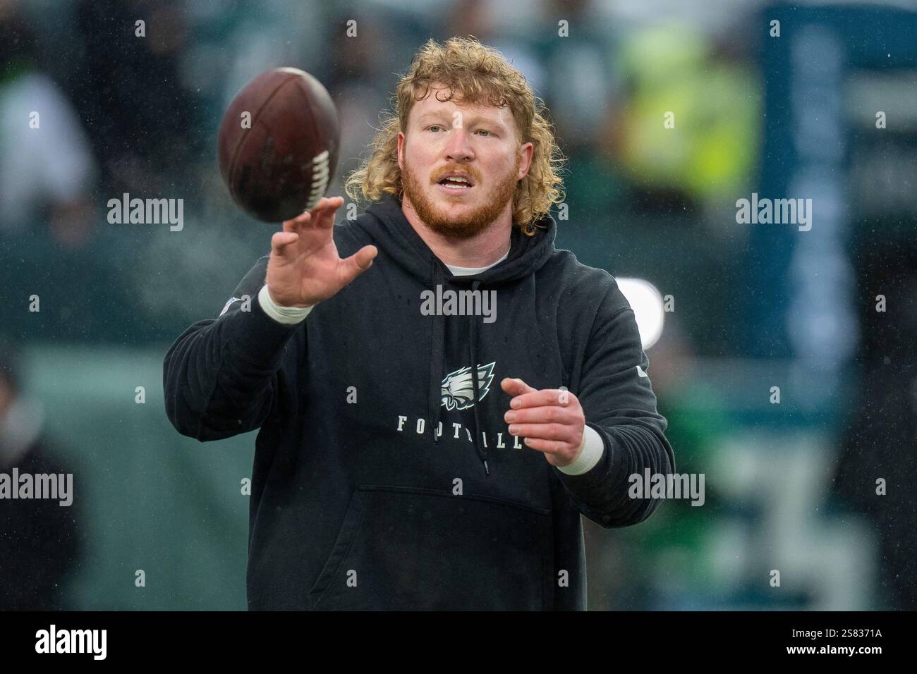 Philadelphia Eagles center Cam Jurgens (51) looks on during warm-ups ...